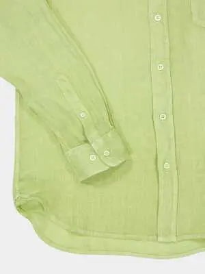120% Lino Apple Soft Linen Regular-fit Shirt - Green