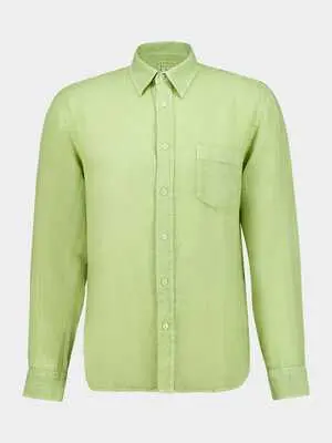120% Lino Apple Soft Linen Regular-fit Shirt - Green