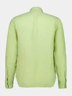 120% Lino Apple Soft Linen Regular-fit Shirt - Green
