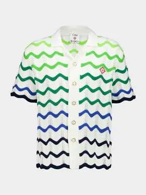 Casablanca Wave Short Sleeve Knitted Shirt - Green