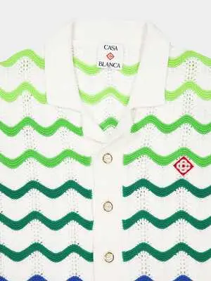 Casablanca Wave Short Sleeve Knitted Shirt - Green