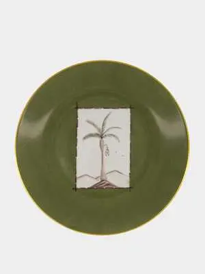 MARIE DAAGE Cartouche Colonie Dinner Plate Set - Green