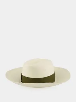 Borsalino Claudette Fine Panama Hat With Band - Green
