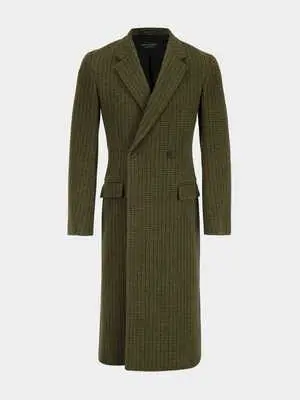 Balenciaga Standard Coat In Brushed Check Wool Melton