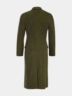 Balenciaga Standard Coat In Brushed Check Wool Melton