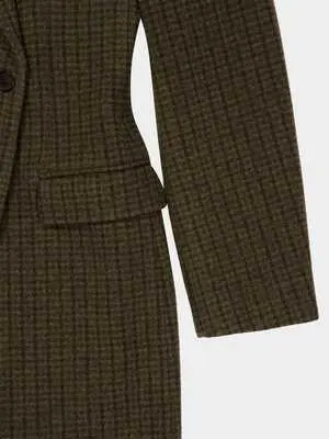 Balenciaga Standard Coat In Brushed Check Wool Melton