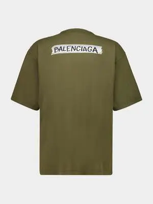 Balenciaga Khaki Masking Tape Medium Fit T-shirt