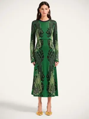 La DoubleJ Atlantis Jacquard Knit Bee Dress - Green