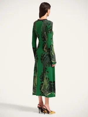 La DoubleJ Atlantis Jacquard Knit Bee Dress - Green