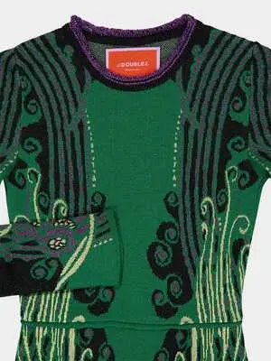 La DoubleJ Atlantis Jacquard Knit Bee Dress - Green
