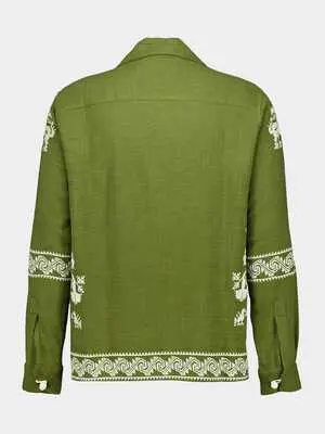 BAZISZT Khaki Tulum Embroidered Shirt