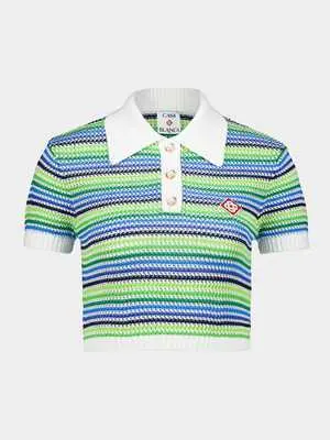 Casablanca Stripe Short Sleeve Polo Shirt - Green