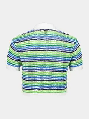Casablanca Stripe Short Sleeve Polo Shirt