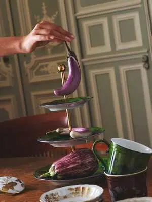 GINORI 1735 Malachite Oriente Italiano Serving Stand - Green