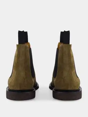 COMMON PROJECTS Olive Waxed Suede Chelsea Boots - Green