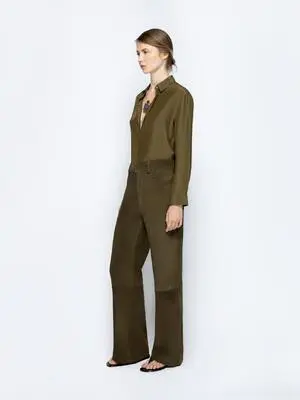 PAULA Alice Fir Wide-leg Suede Pants