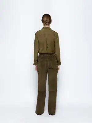 PAULA Alice Fir Wide-leg Suede Pants