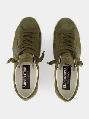 GOLDEN GOOSE Superstar Leather Sneakers With Suede Star - Green