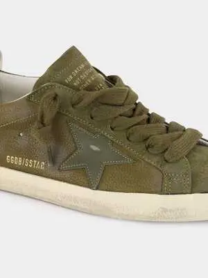 GOLDEN GOOSE Superstar Leather Sneakers With Suede Star - Green