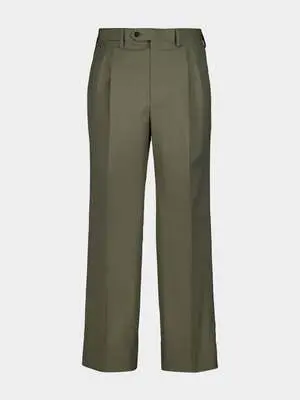 Prada Wide-leg Wool Trousers - Green