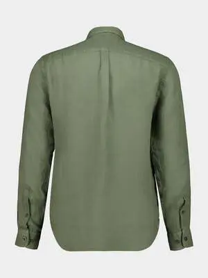 120% Lino Khaki Linen Regular-fit Shirt - Green