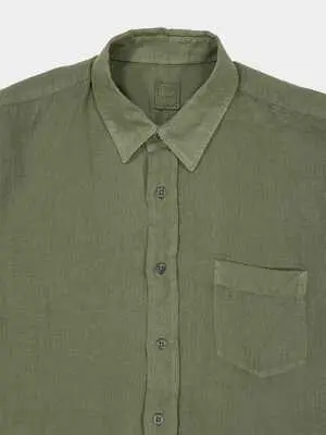 120% Lino Khaki Linen Regular-fit Shirt - Green