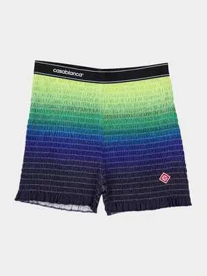 Casablanca Gradient Shirred Cotton Shorts - Green