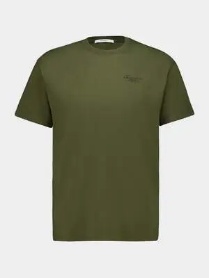 Givenchy Khaki Cotton T-shirt With Logo Stamp - Green