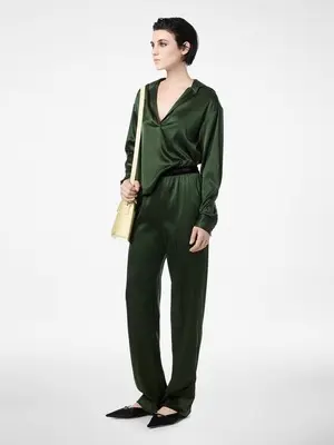 TOM FORD Stretch Silk Satin Pj Pants - Green