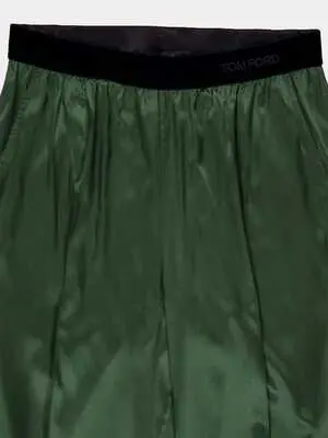 TOM FORD Stretch Silk Satin Pj Pants - Green