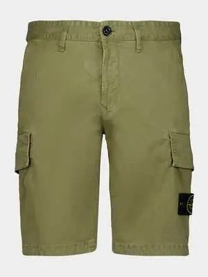 Stone Island Military Organic Cotton Stretch Cargo Shorts - Green