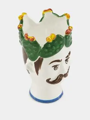 LES-OTTOMANS Hand-painted Ceramic Candle With Cactus - Multicolour
