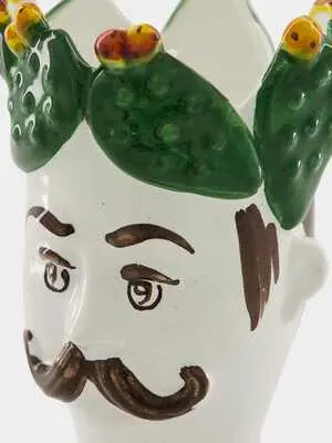 LES-OTTOMANS Hand-painted Ceramic Candle With Cactus - Multicolour