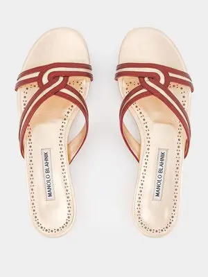 Manolo Blahnik Gasachan Nappa Leather Sandals - Gold