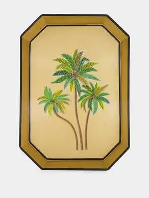 LES-OTTOMANS Handpainted Palm Trees Tray Gold