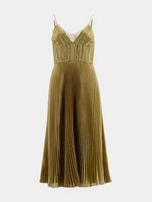 Prada Pleated Midi Dress - Gold