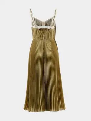 Prada Pleated Midi Dress - Gold