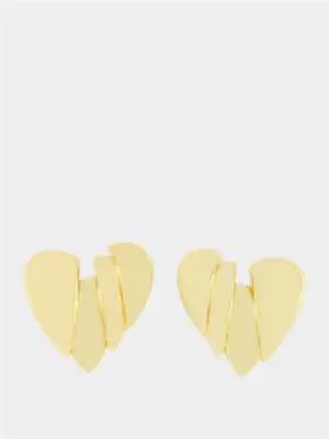 Amina Muaddi Heartbreaker Heart Earrings - Gold