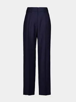 BLAZÉ MILANO First Class Navy Wool-mohair Pants