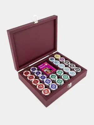 Hector Saxe Paris Aubergine Leather Poker Set - Purple