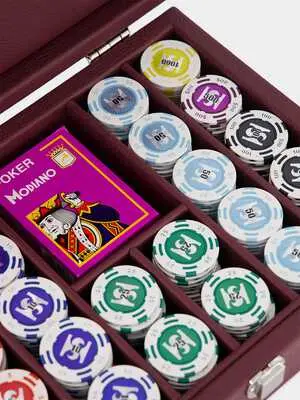 Hector Saxe Paris Aubergine Leather Poker Set - Purple