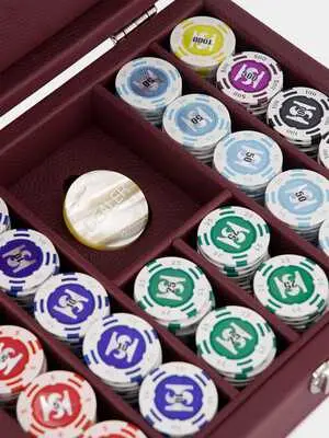 Hector Saxe Paris Aubergine Leather Poker Set - Purple