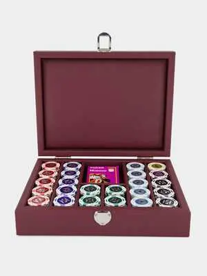 Hector Saxe Paris Aubergine Leather Poker Set - Purple