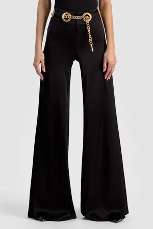 Alice + Olivia Wide Leg Chain Belt Pants - Black