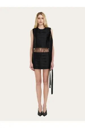 FERRAGAMO Mini Dress With Lace Detail - Black