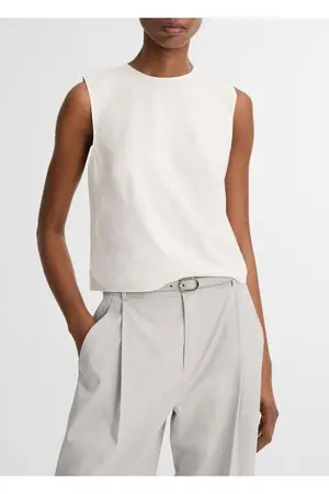 Vince Linen Crew Neck Shell - White