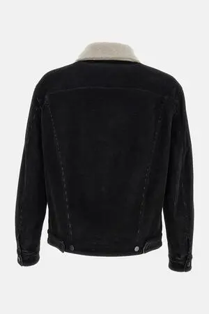 Fendi Corduroy Blouson Jacket With Shearling Collar - Black