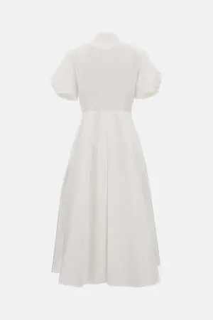 Erdem Cotton Midi Dress With Appliqués - Bianco
