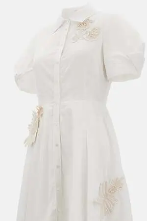 Erdem Cotton Midi Dress With Appliqués