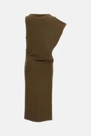 Jacquemus Asymmetric Draped Midi Dress - Green